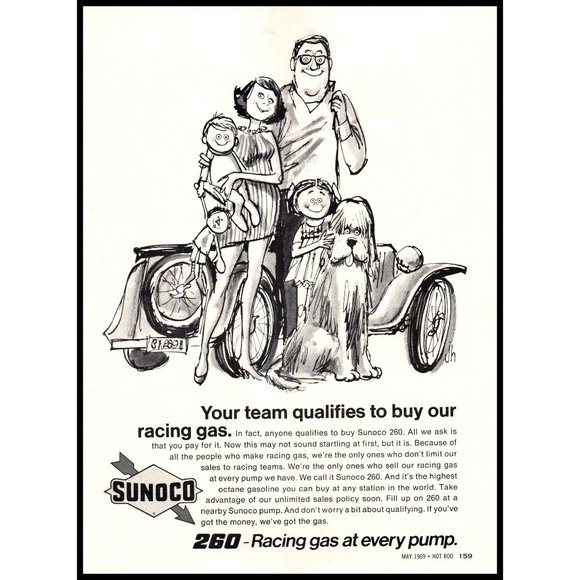 Sunoco | Art | 969 Sunoco 26 Racing Gas Vintage Print Ad Family Car ...